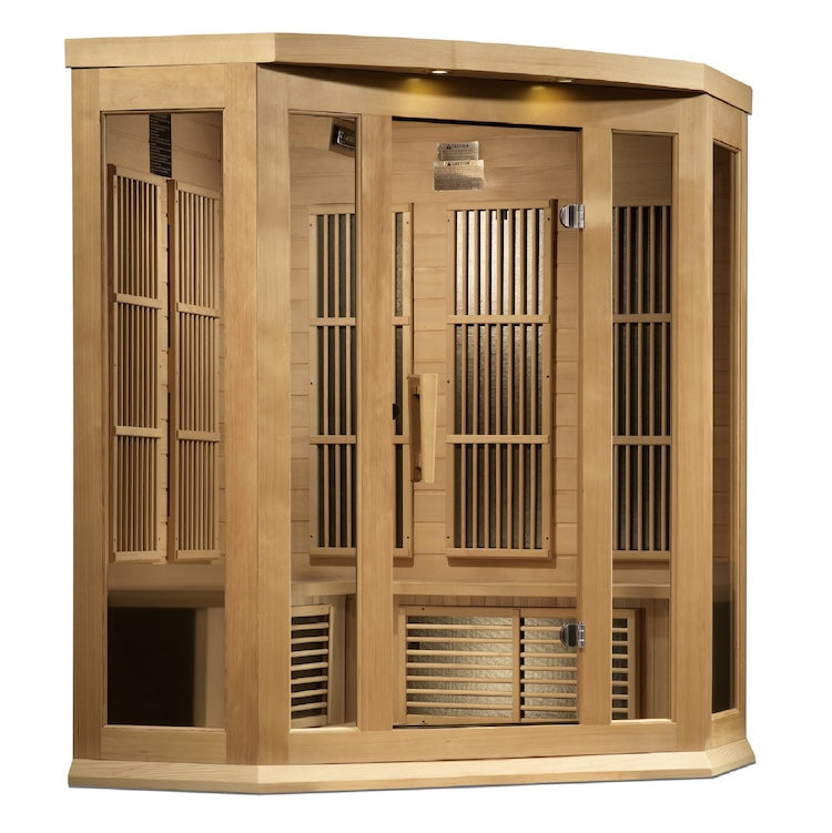 Maxxus 3 Person Corner Near Zero EMF FAR Infrared Sauna - Canadian Hem ...
