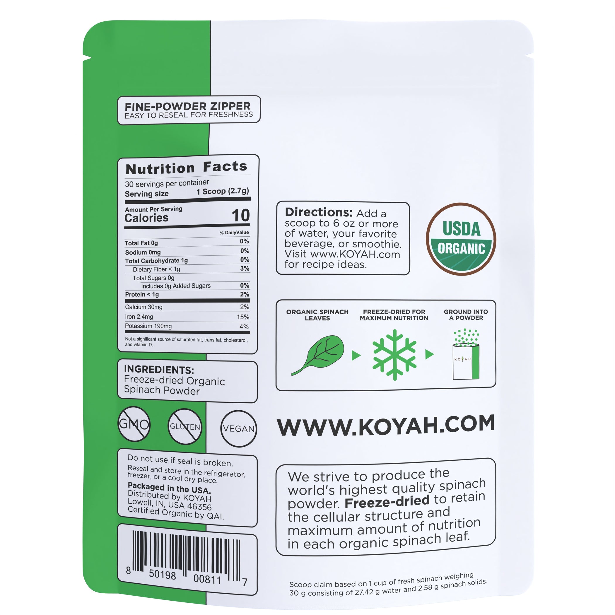 KOYAH Organic Spinach Powder — Recovery For Athletes